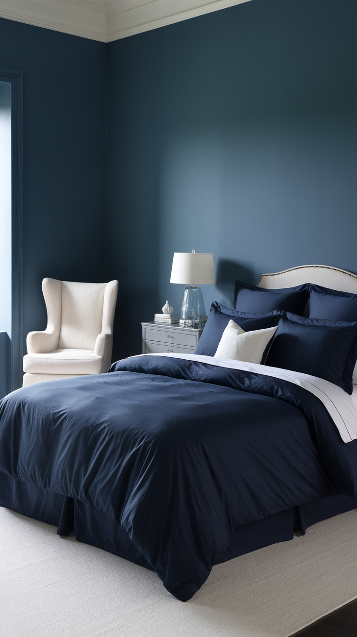 27 Dark Blue Bedroom Ideas » Mattress Vela